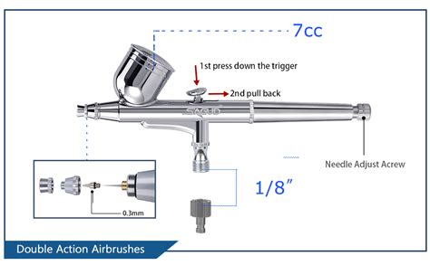 Sagud Airbrush Pen 03mm Dual Action Air Brush Gun With Extra 02 Mm
