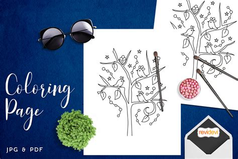 Tree Birds Nest Coloring Page Graphic By Revidevi Creative Fabrica