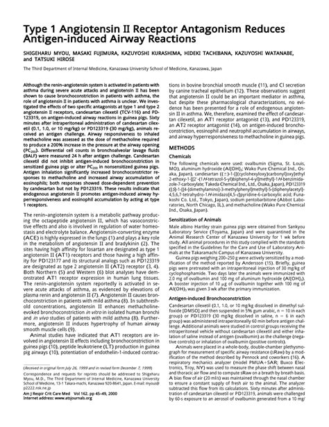Pdf Type 1 Angiotensin Ii Receptor Antagonism Reduces Antigen Induced