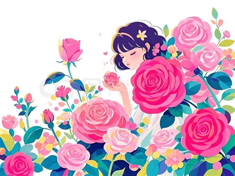 插画ai数字艺术 捧玫瑰的女孩插画 Ai插画免费下载格式4096像素编号71269362 千图网