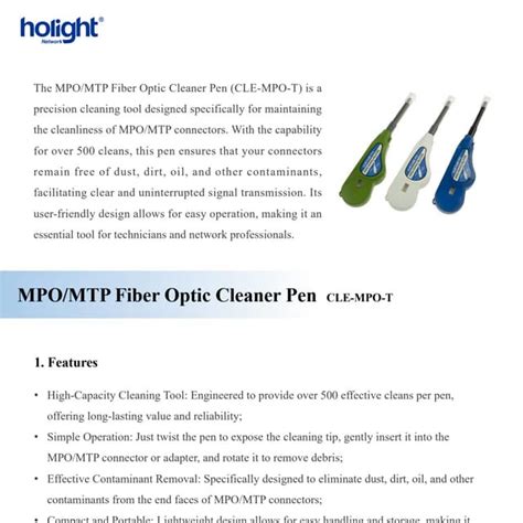 Mpo Mtp Fiber Optic Cleaner Pen Cle Mpo T Efficient Connector