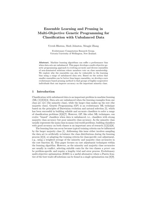 Pdf Ensemble Learning And Pruning In Multi Objective Genetic
