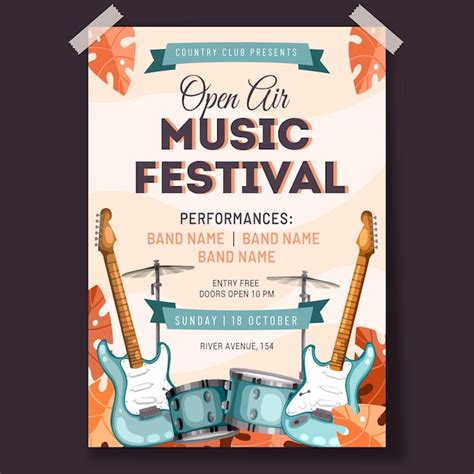 Affiche Du Festival De Musique En Plein Air Vecteur Gratuite
