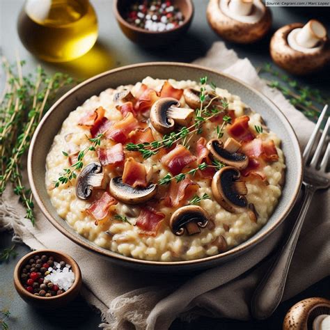 Creamy Mushroom And Thyme Risotto With Crispy Pancetta Cegranicom