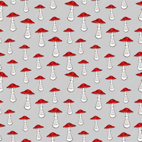 Premium Vector Amanita Red Mushroom Seamless Patternvector Hand