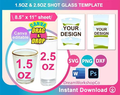 15oz Shot Glass Template 25oz Shot Glass Template Sublimation Canva