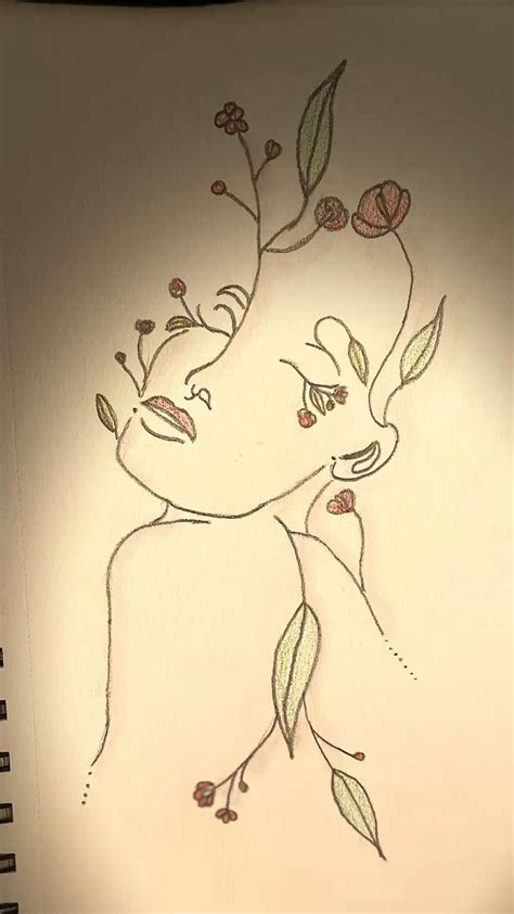 Flower Face Drawing Drawings Face Drawing Coloured Pencils