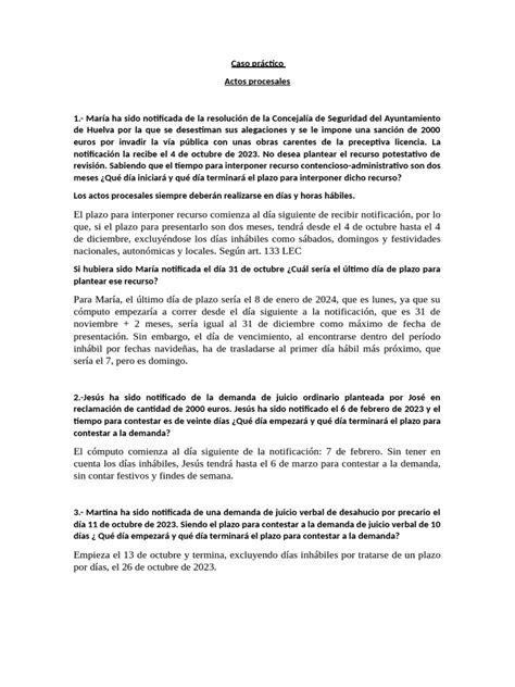 Caso Práctico Actos Procesales Pdf