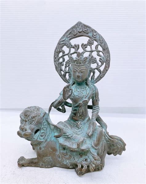 傷や汚れあり仏像 獅子 高さ約21cm 重さ約1 1kg 置物 仏教美術 座像 古美術 インテリア 蔵出し 骨董品 コレクション 現状品