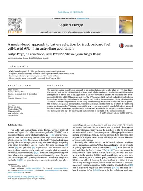 pdf a model based approach to battery selection for truck onboard