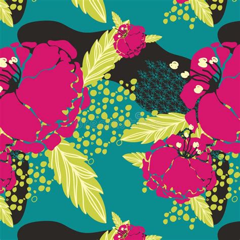 Fondo Inconsútil Floral Tropical Con El Tigre Ilustración del Vector Ilustración de forma