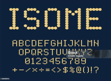 Desain Font 3d Isometrik Dari Huruf Alfabet Kubus Dan Angka Dan Simbol