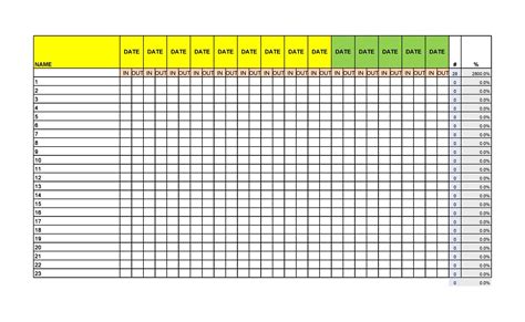 Free Printable Attendance Sheet