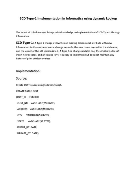 Scd Type 1 Implementation In Informatica Using Dynamic Lookup Pdf