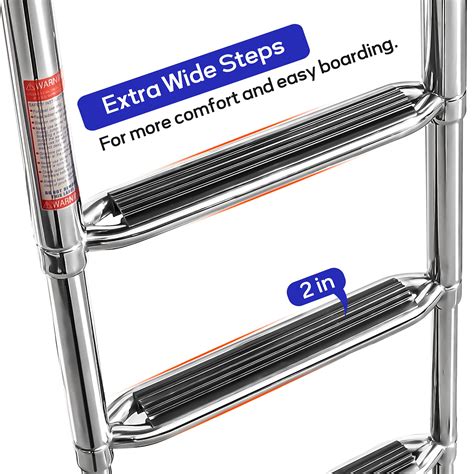 316 Stainless Steel 4 Steps Pontoon Boat Ladder Folding Telescoping