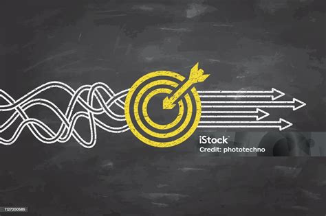 Goal Solution Concepts On Blackboard Background Stock Illustration