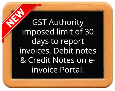 Gst Authority Imposed Limit Of 30 Days To Report Invoices Debit Notes And Credit Notes On E