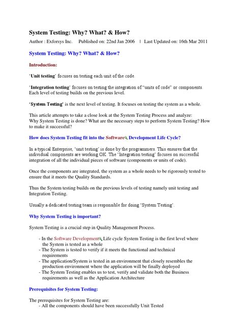 system testing why what and how download free pdf unit testing
