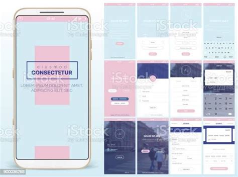 design of mobile applications ui ux gui set with a welcome