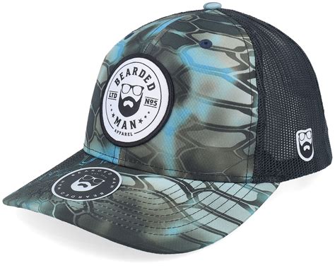 Beard Logo R 112p Kryptek Neptune Black Trucker Bearded Man