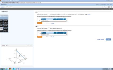 Solved PART A Determine The Component Of F That Act Along Chegg