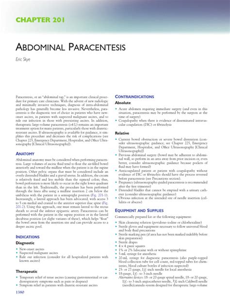 Abdominal Paracentesis Download Free Pdf Medicine Medical Specialties