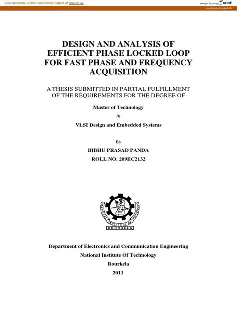 Design And Analysis Of Efficient Phase Locked Loop For Fast Phase And Frequency Acquisition