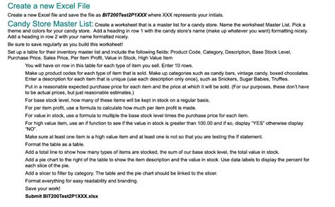 Solved Create A New Excel File Create A New Excel File And