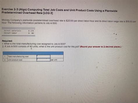 solved exercise 2 3 algo computing total job costs and