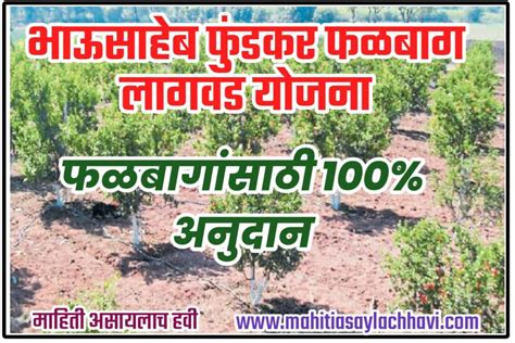 स्वभाऊसाहेब फुंडकर फळबाग योजना फळबाग लागवड करणाऱ्या शेतकऱ्यांना