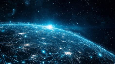 Futuristic Global Business Concept With Connected Network Visualization Stock Illustration