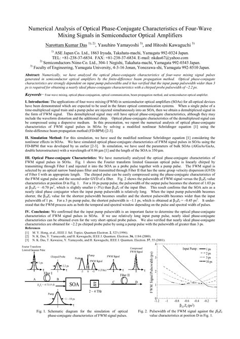 Pdf Numerical Analysis Of Optical Phase Conjugate Characteristics Of Four Wave Mixing Signals