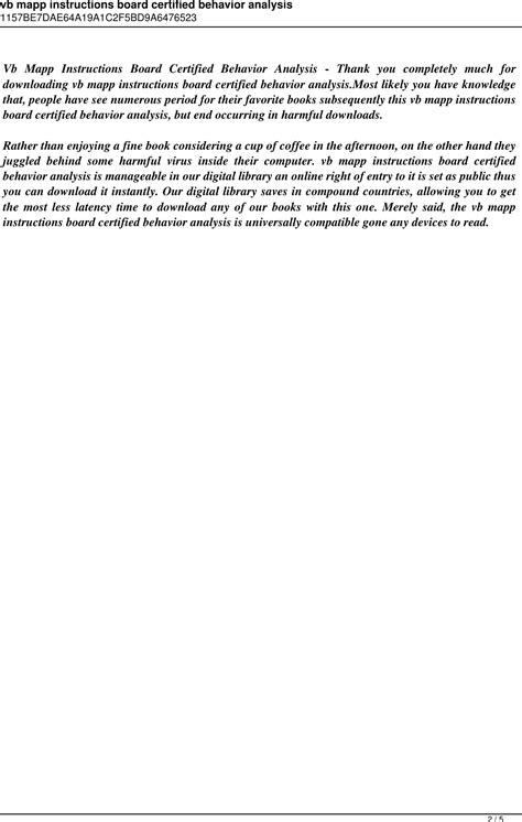 Vb Mapp Instructions Board Certified Behavior Analysis