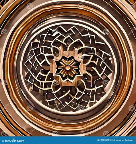 A Circular Design With Intricate Interlocking Shapes In Shades Of Brown And Beige4 Generative