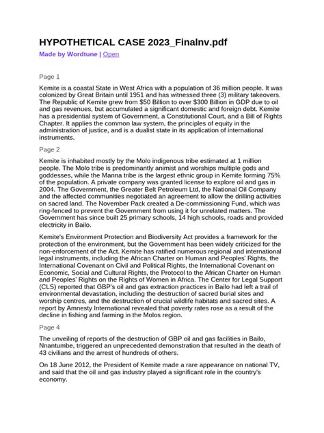 Hypothetical Case 2023finalnvpdf Wtsummaries Pdf Economies