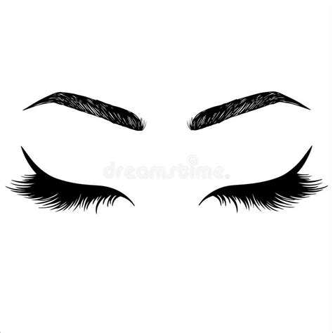 Illustration With Female Eyes Eyelashes And Eyebrows Realistic Makeup