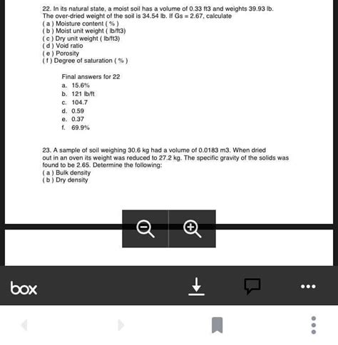 Solved 22 In Its Natural State A Moist Soil Has A Volume