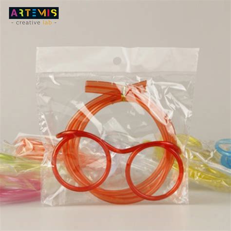 10pcs Silly Straw Glasses Reusable Fun Loop Drinking Straw Eye Glasses