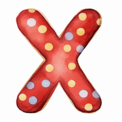 Premium Photo A Close Up Of A Red And Yellow Polka Dot Letter X Generative Ai