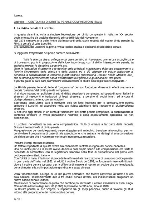 Diritto Penale Comparato Riassunto Schematico Docsity