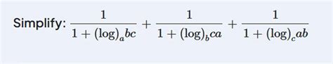 simplify 1 log a bc1 1 log b ca1 1 log c ab1 filo