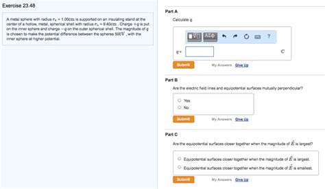 Solved A Metal Sphere With Radius Ra 1 00cm Is Supported Chegg