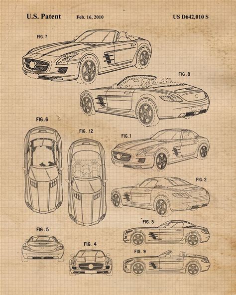 Vintage Mercedes Patent Prints 4 Unframed Photos Wall Art Etsy Etsy