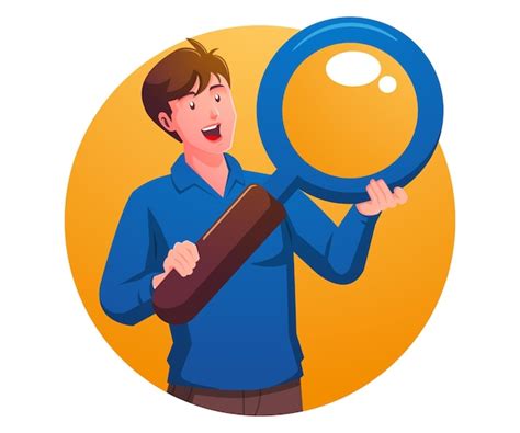 Premium Vector A Man Holding A Magnifying Glass