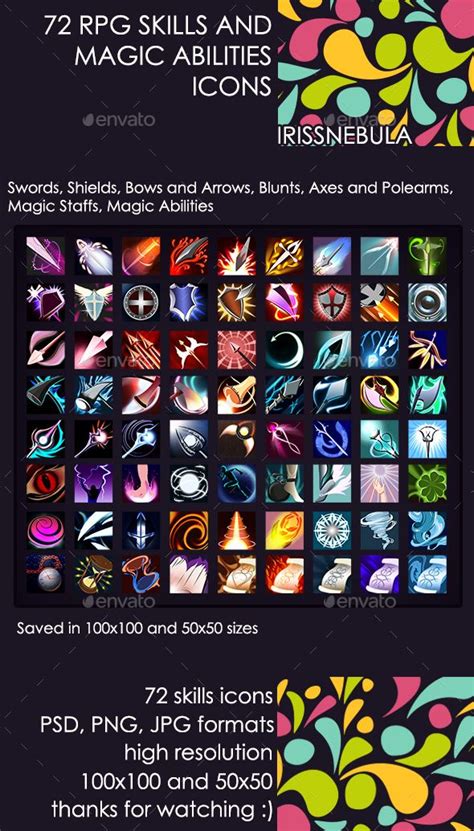 72 Rpg Skills And Magic Abilities Icons Rpg Icon Skills