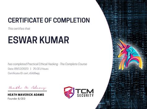 Eswar Kumar On Linkedin Cybersecurity Security Ethicalhacking Tcmsecurity Thankyou Peh…