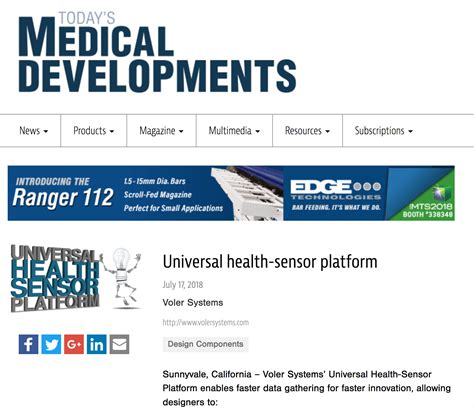 Voler Systems Featured In Todays Medical Developments