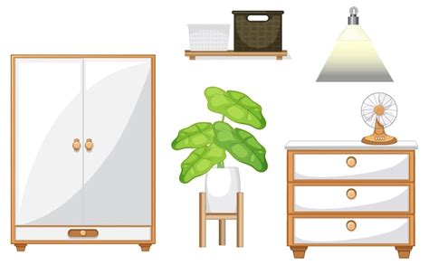 Conjunto De Muebles Para Diseño De Interiores Sobre Fondo Blanco