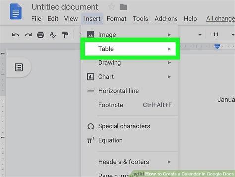 How To Create A Calendar In Google Docs With Pictures Wikihow