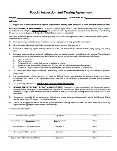 Free 33 Inspection Agreement Samples In Pdf